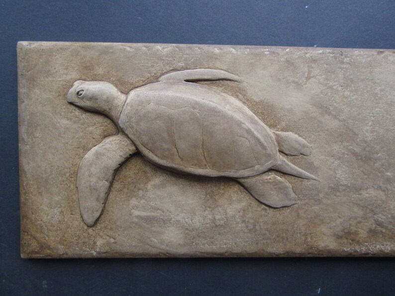 Concrete Gliding Green Sea Turtle Relief Tile #1 - Etsy