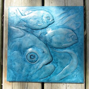 Piranha Concrete Bas Relief Art Tile ' Three Amigos' - Etsy