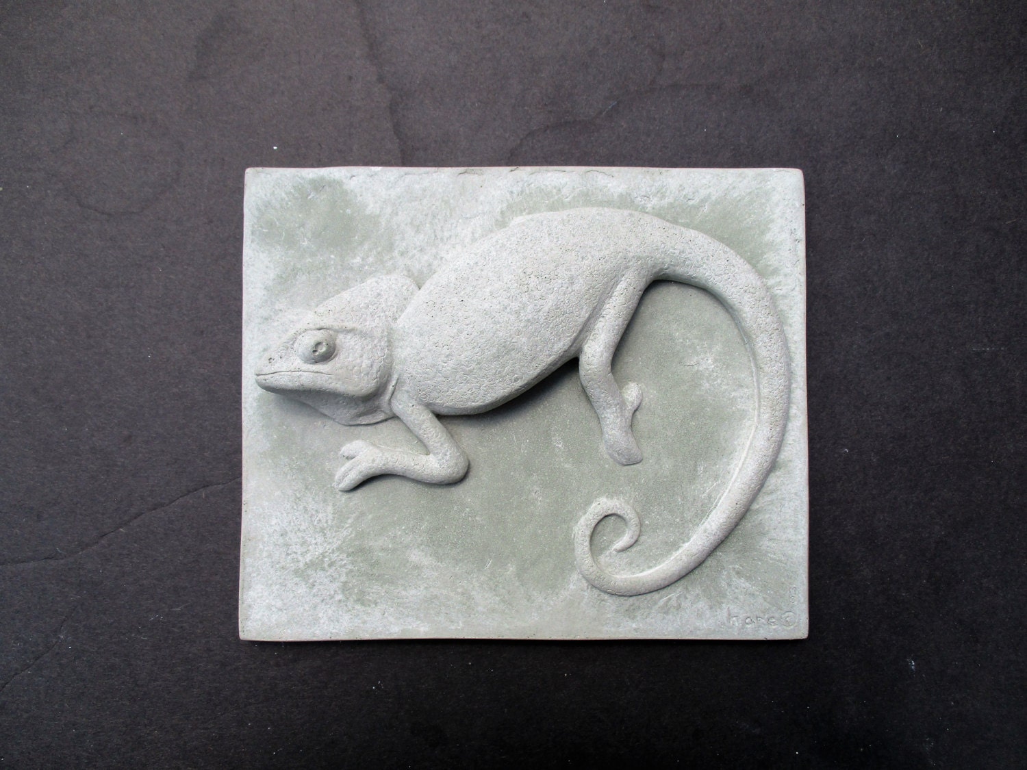 Chameleon Sculpture Concrete Picture Tile Lizard Art Kitchen | Etsy