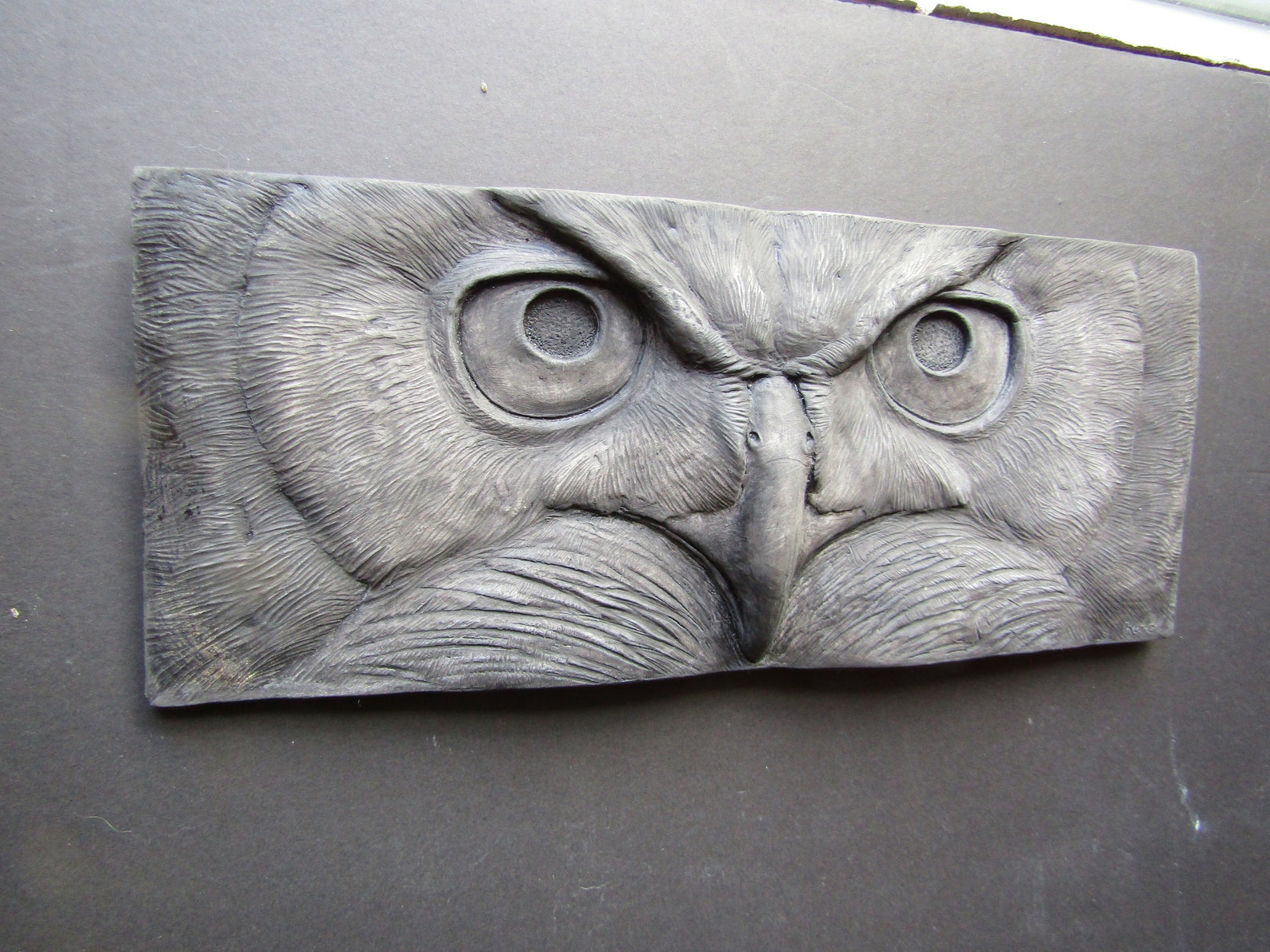 Great-horned Owl Stare Sculpted Tile Nature Gift Fine Art - Etsy