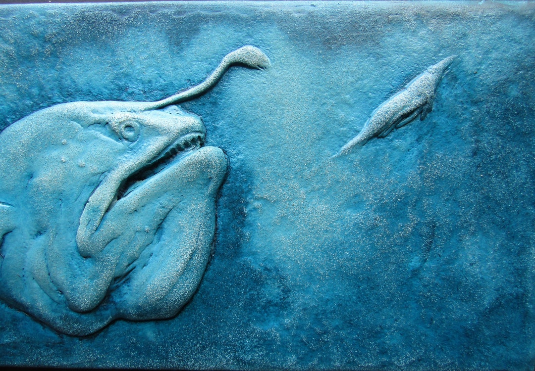 Angler Fish and Shrimp Concrete Decorative Sculpture Tile - Etsy