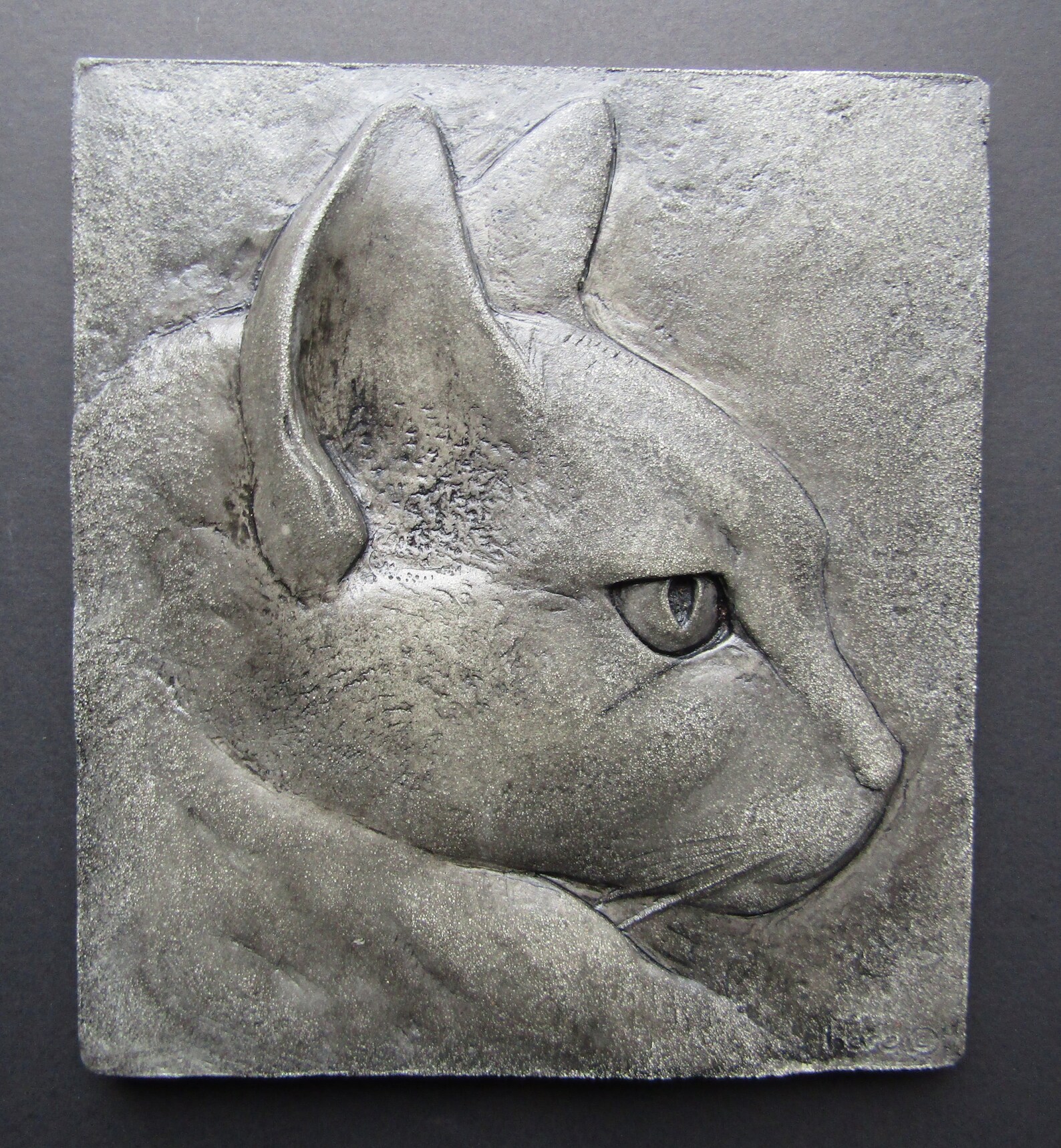 Rufus Cat Concrete Bas Relief Art Tile - Etsy