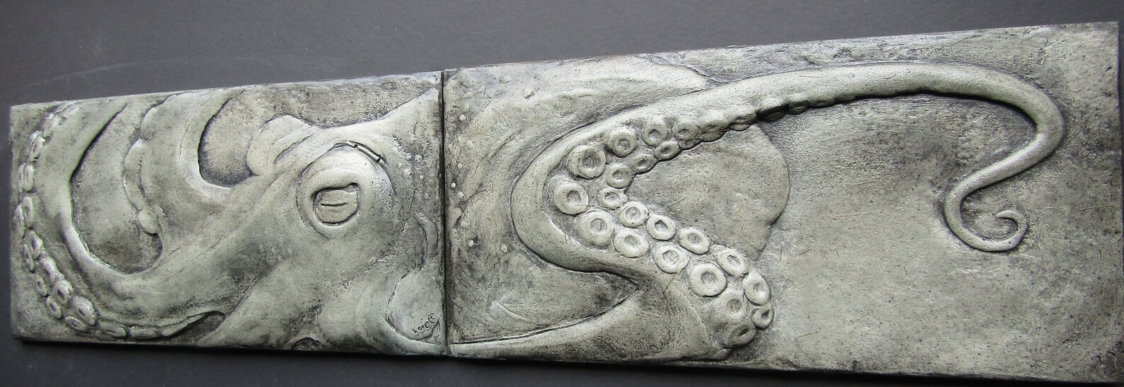 Octopus Concrete Triptych Art Relief Sculpture Tile - Etsy