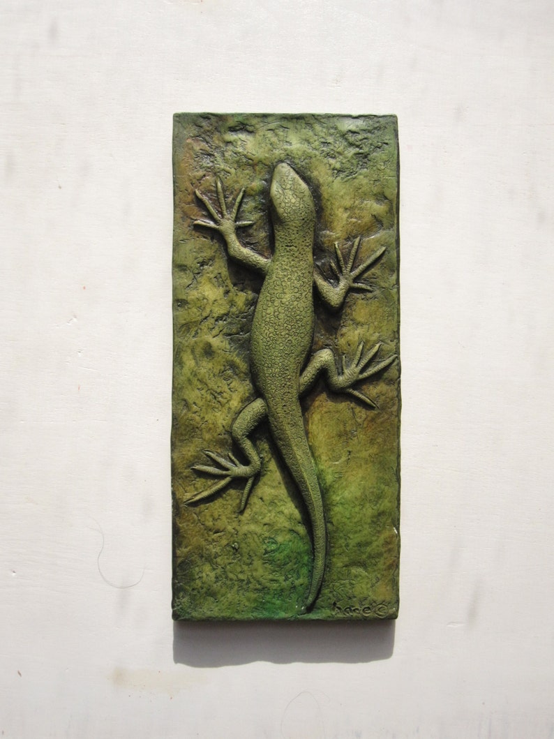 Lizard Wall Sculpture Colorful Art Tile - Etsy