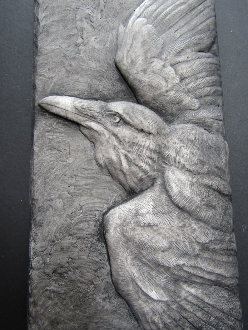Raven in Flight Relief Sculpture Art Limited Edition | Etsy