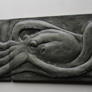 Octopus With Snail Concrete Relief Sculptured Hand Made Art Tile - Etsy