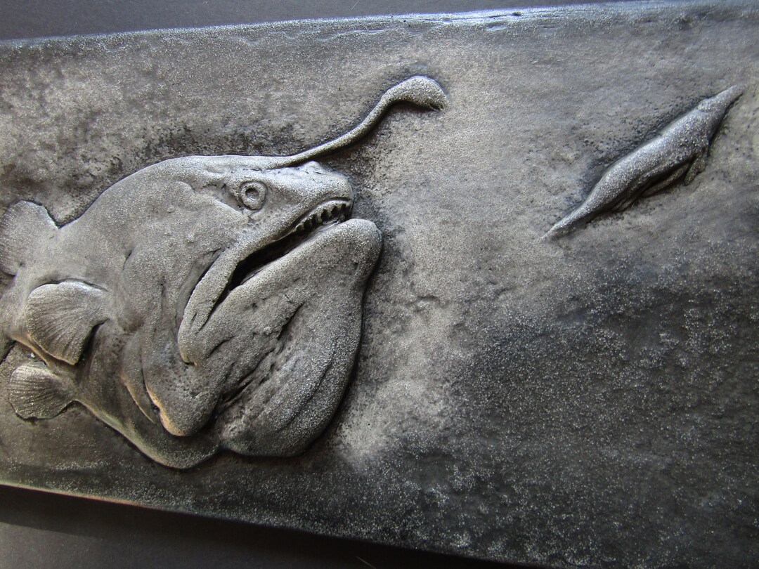Angler Fish and Shrimp Concrete Decorative Sculpture Tile - Etsy