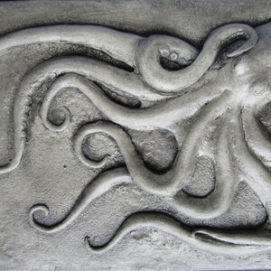 Octopus With Oyster Concrete Art Tile Relief Sculpture - Etsy