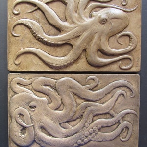 Octopus Pair Waterproof Concrete Wall Sculpture Relief Tiles - Etsy