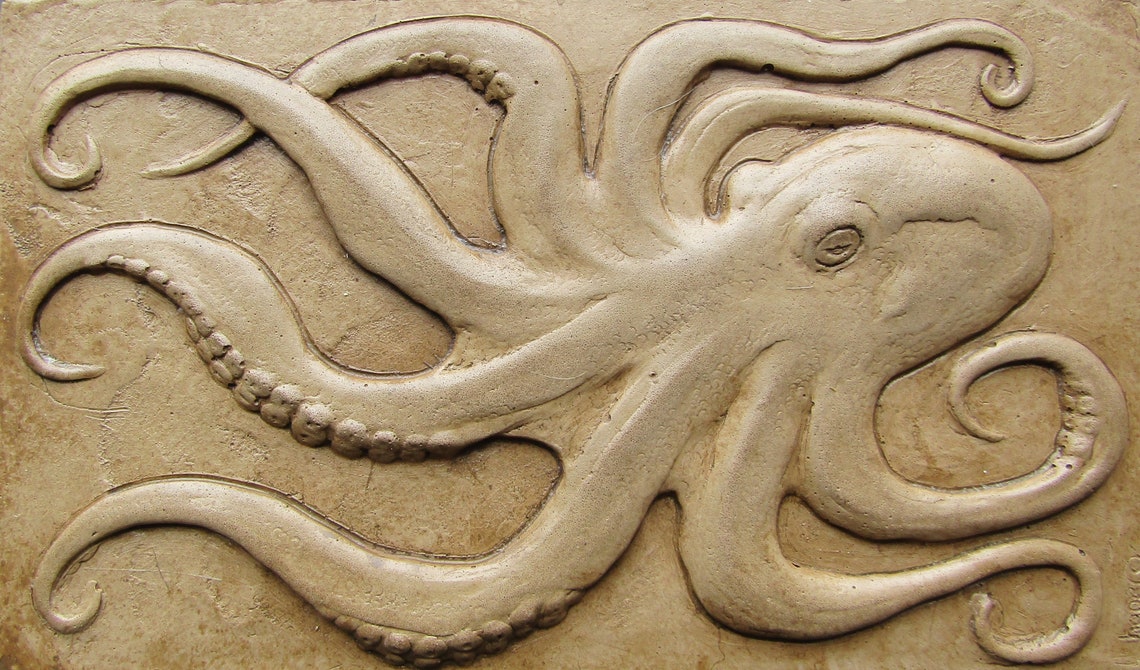 Friendly Octopus Concrete Decorative Relief Sculpture Tile - Etsy