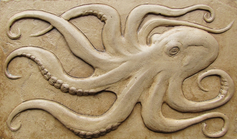 Friendly Octopus Concrete Decorative Relief Sculpture Tile - Etsy
