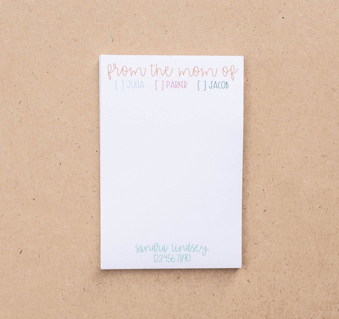 Mom of Notepad Brights. Custom Notepad. Personalized Notepad. Mom Gift ...