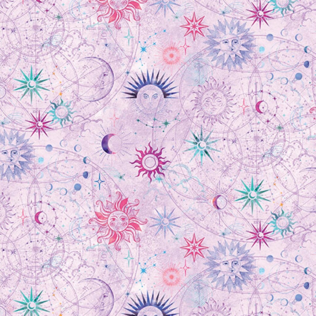 Celestial Skies *1/2 YARD CONTINUOUS CUTS* 16620P-06 Sun and Moon Light ...