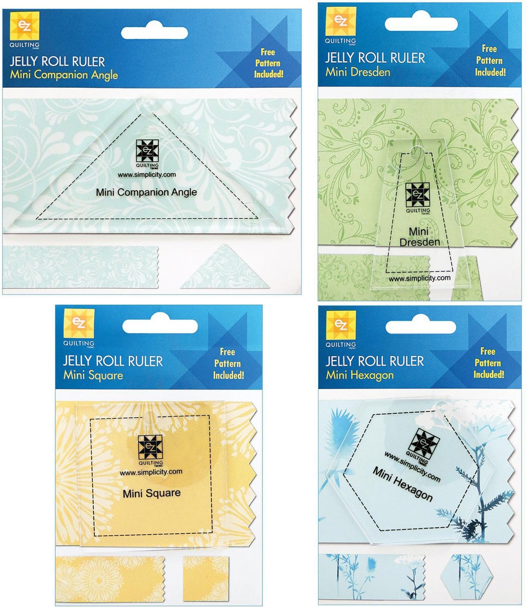 Jelly Roll Rulers Mini Hexagon Dresden Square Companion Angle Diamond ...