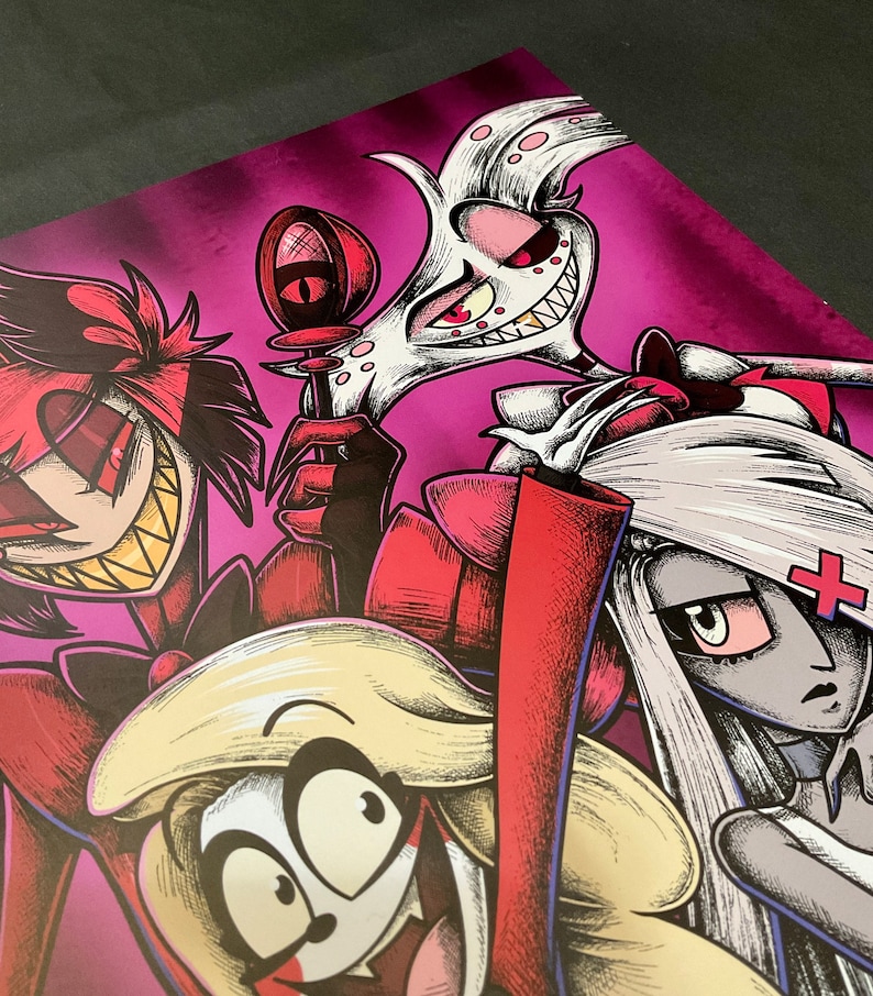 Hazbin Hotel Gang Art Print: Charlie, Vaggie, Angel Dust, Alastor ...