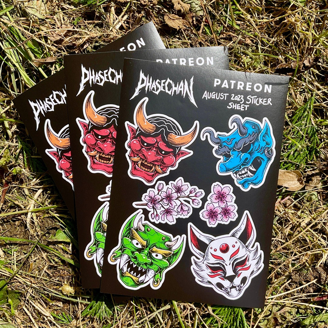 Oni Masks Sticker Sheet, A6, Japanese, Oni Masks, Journaling ...