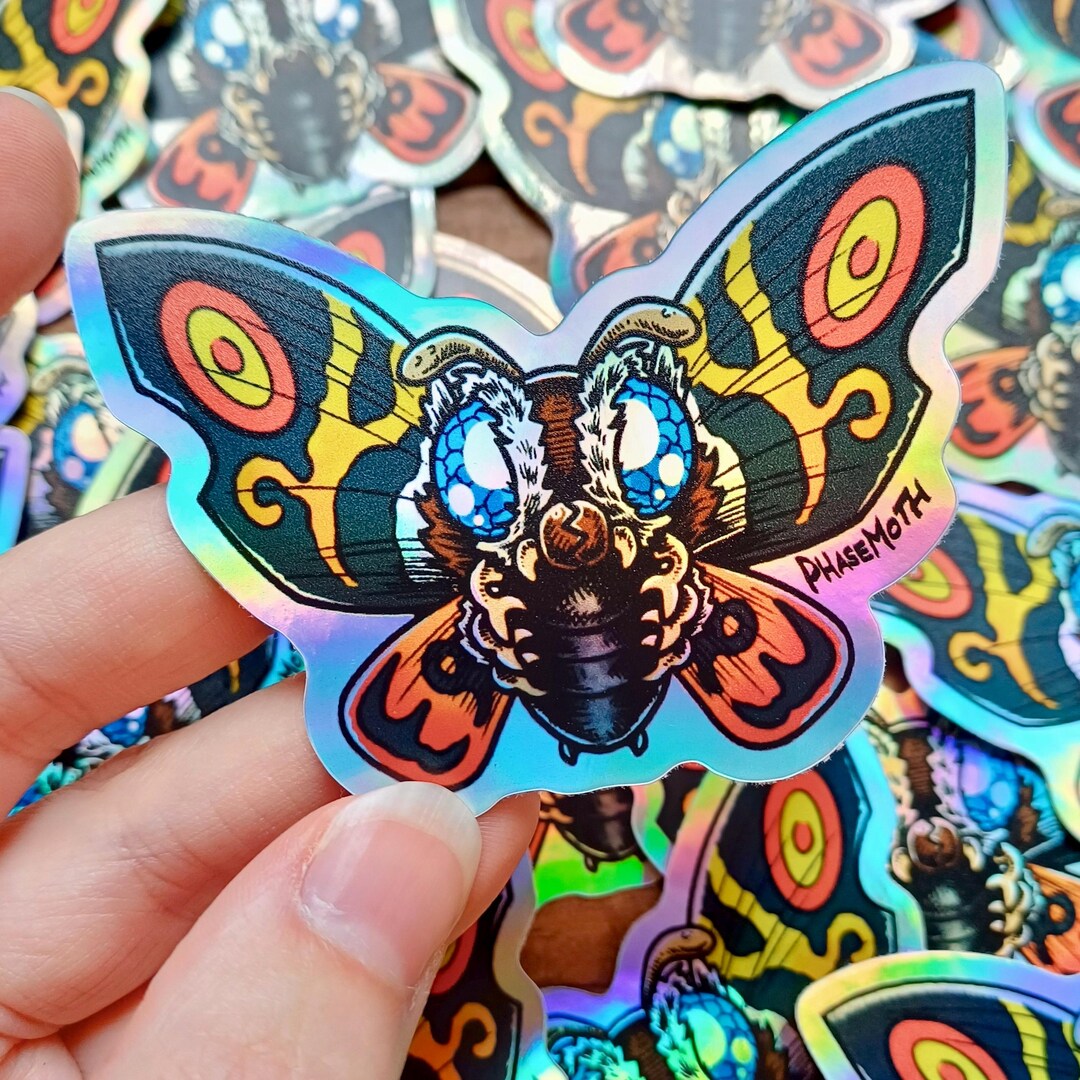 Mothra Holographic Vinyl Sticker: Chibi Kaiju Art - Etsy
