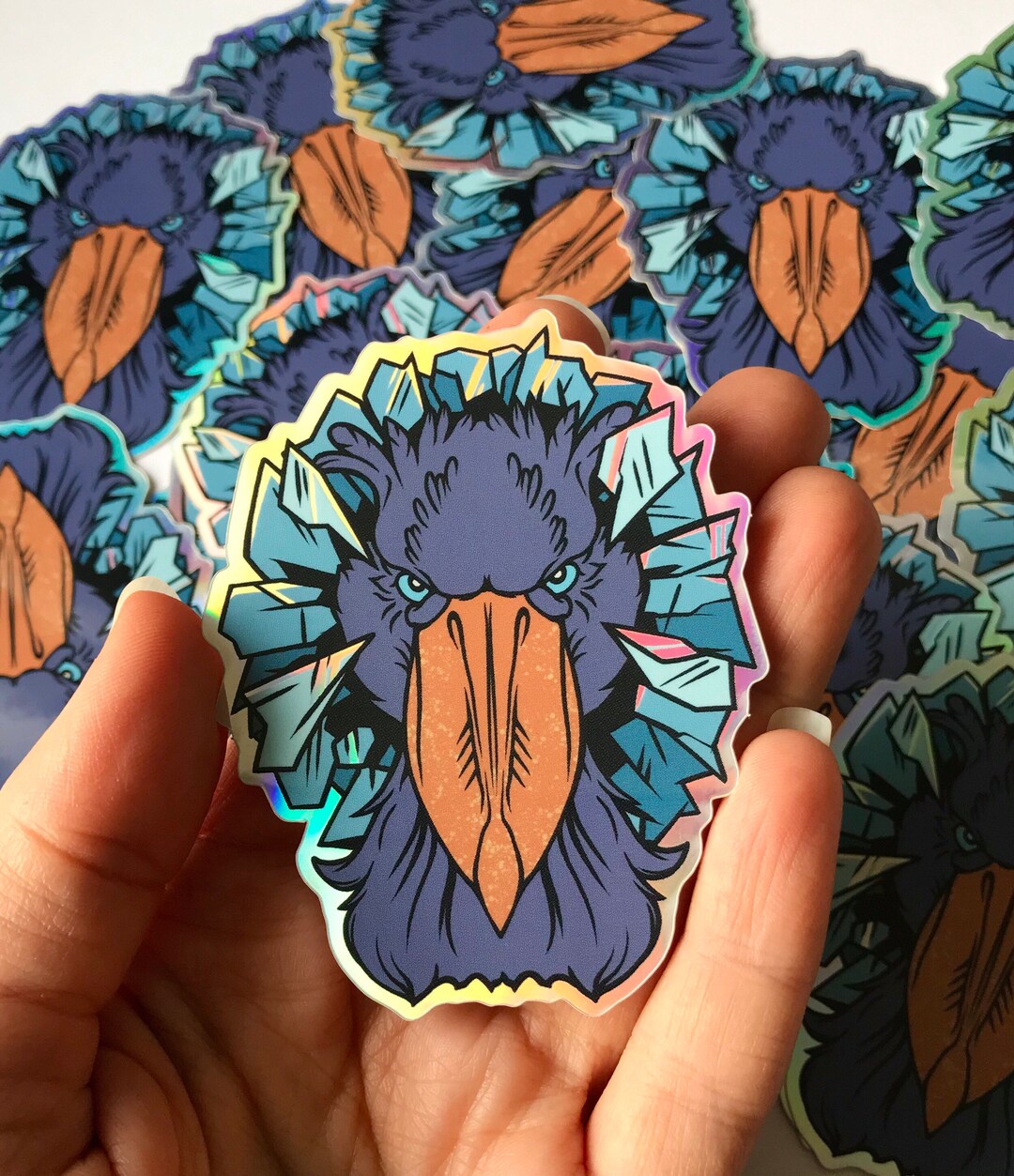 Shoebill Stork Holographic Sticker: Uncanny Bird Vinyl Decal - Etsy