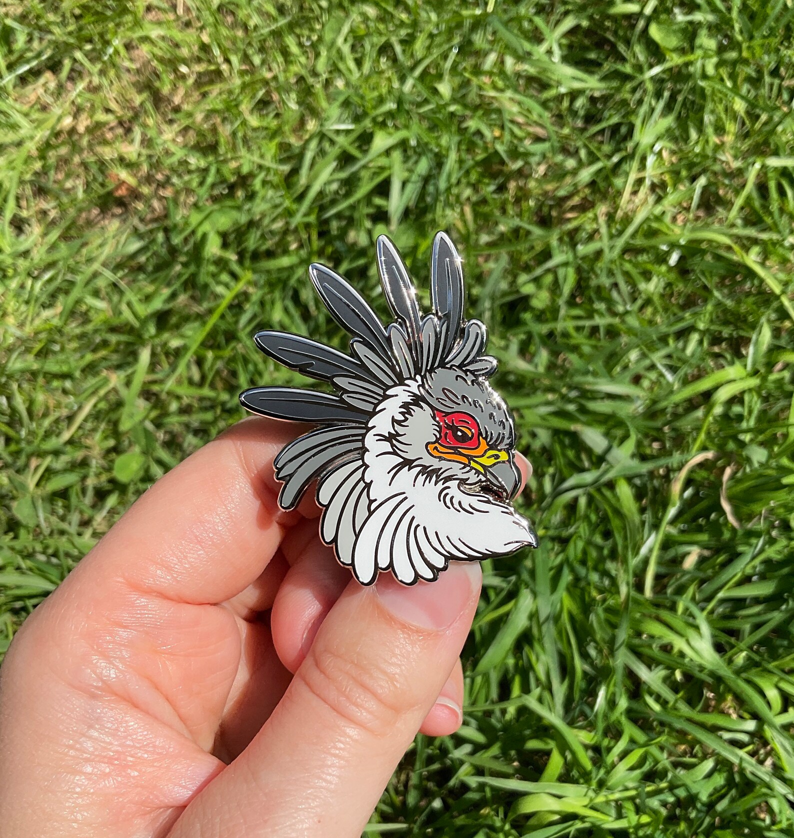 Secretary Bird Silver Hard Enamel Pin Bird Pin Badge - Etsy