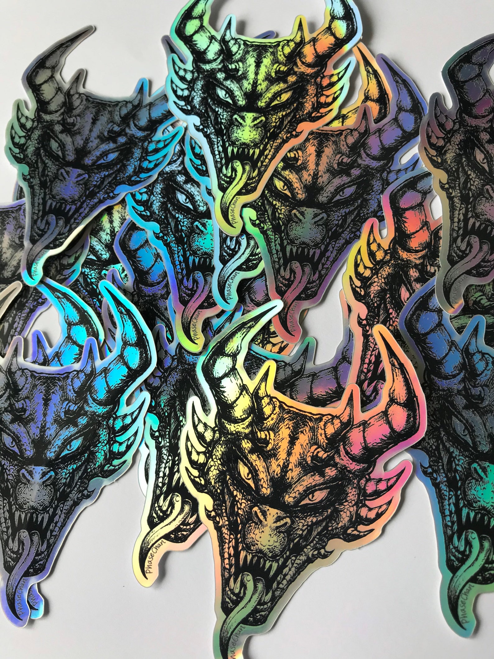 Dragon Head HOLOGRAPHIC Vinyl Sticker Fantasy Sticker | Etsy