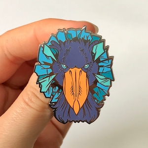 Shoebill Stork Silver Hard Enamel Pin - Uncanny Bird Pins, Bird Pin ...