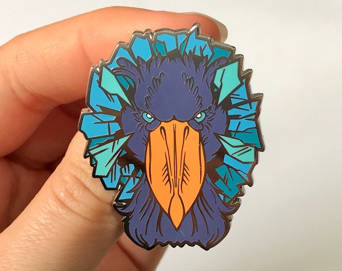 Shoebill Stork Silver Hard Enamel Pin Uncanny Bird Pins, Bird Pin Badge ...
