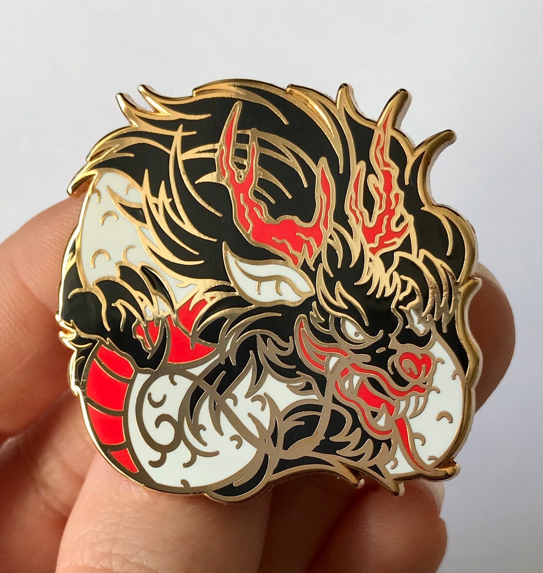 Eastern Dragon Gold Hard Enamel Pin, Fantasy Pin Badge, Asian Dragon ...