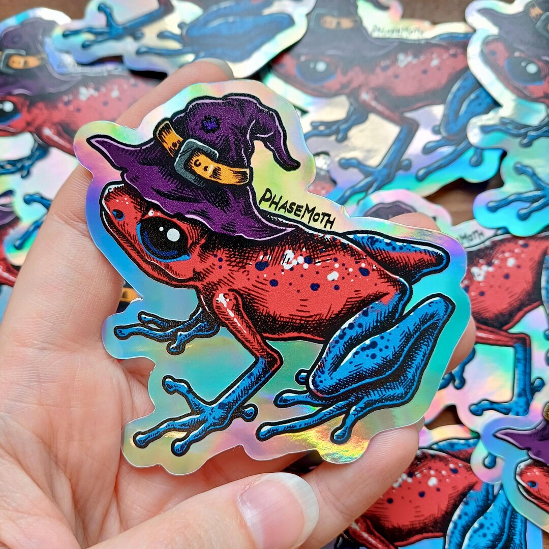 Poison Dart Frog Holographic Vinyl Sticker | Witch Hat, Cottage Core ...