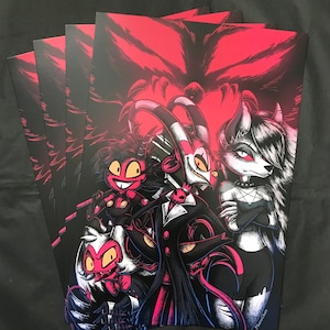 Helluva Boss I.M.P Gang A4 Art Print, Dark, Alternative, Blitzo, Moxxie ...