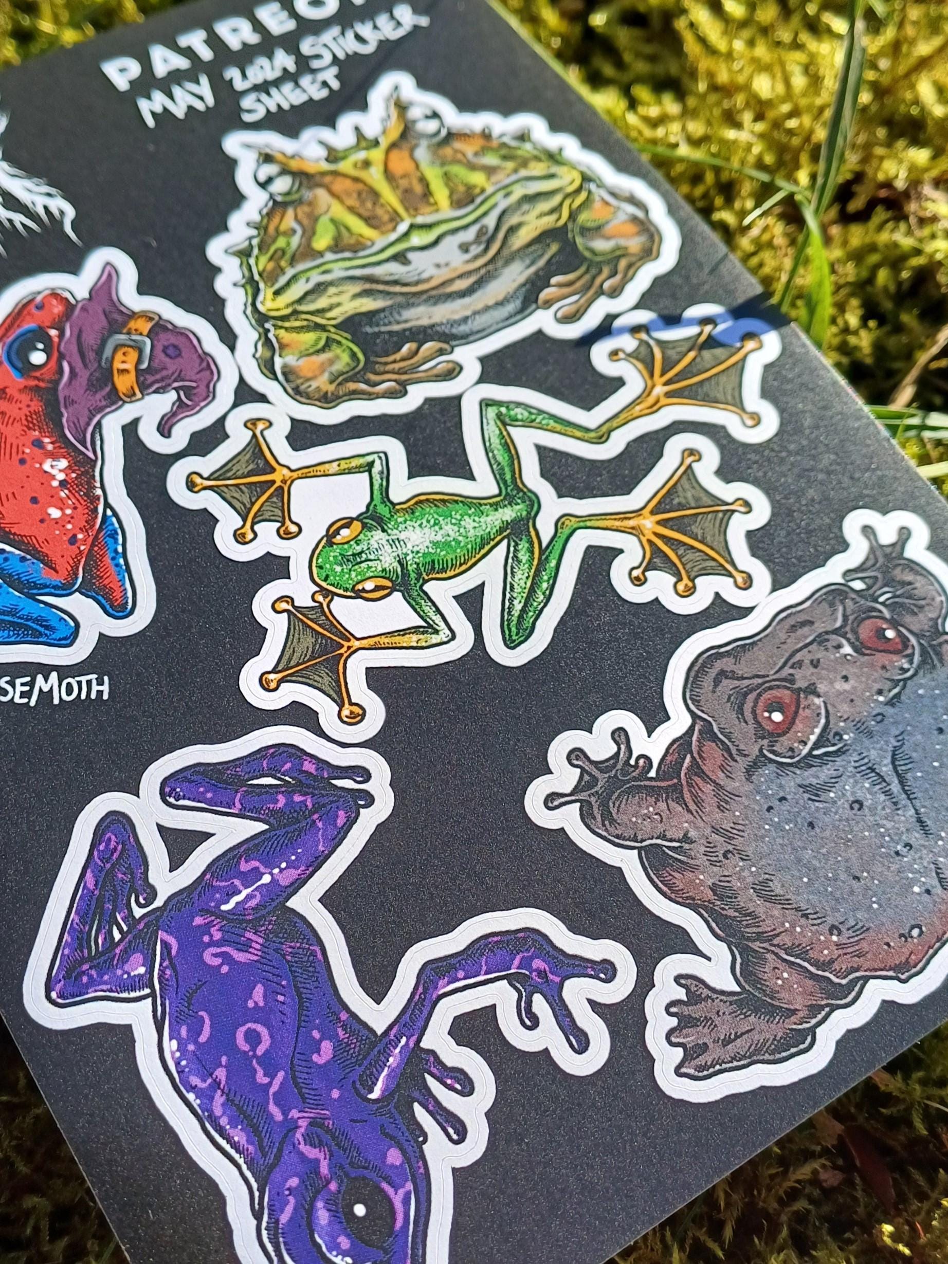 Frogs and Toads Sticker Sheet: Cottagecore Amphibian Vinyl Stickers (A6 ...