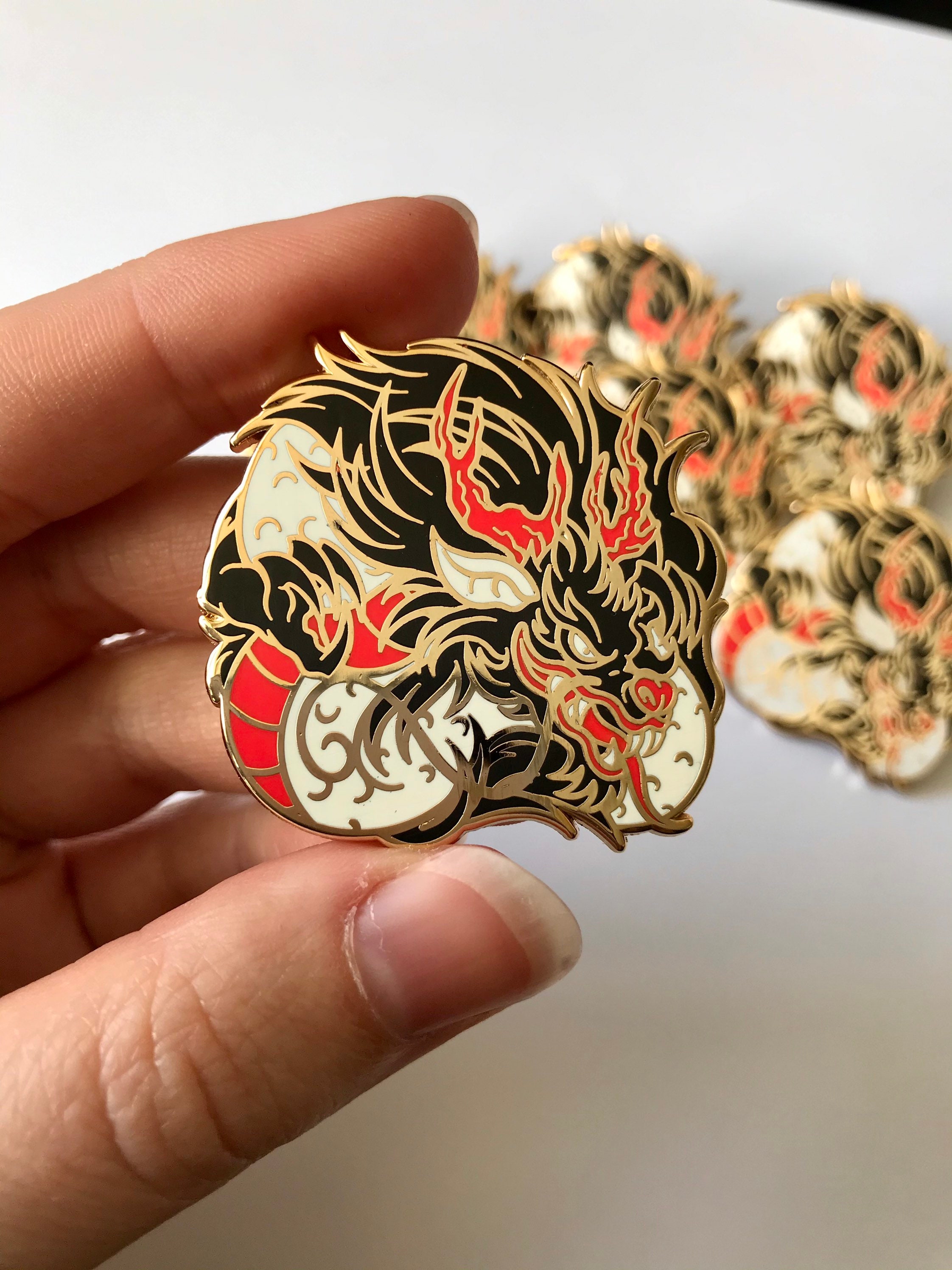 Eastern Dragon Gold Hard Enamel Pin Fantasy pin badge Asian | Etsy