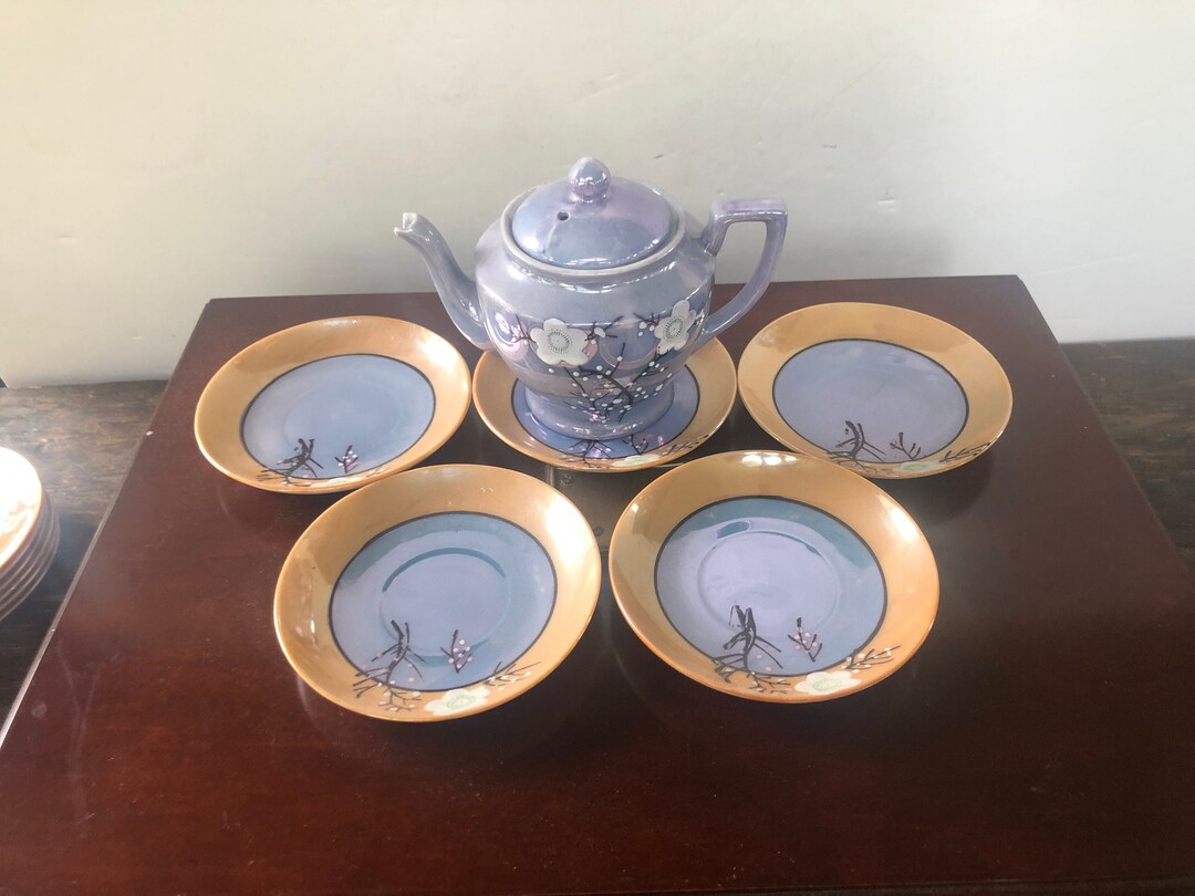 Mini Lustreware Teapot and 4 Mini Plates - Etsy