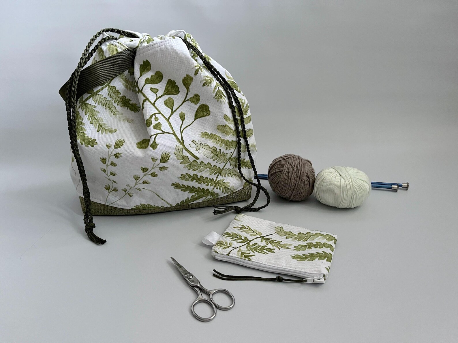 Set of 2 - Drawstring Knitting Bag, Knitter Bag, Crochet Bag, Project ...