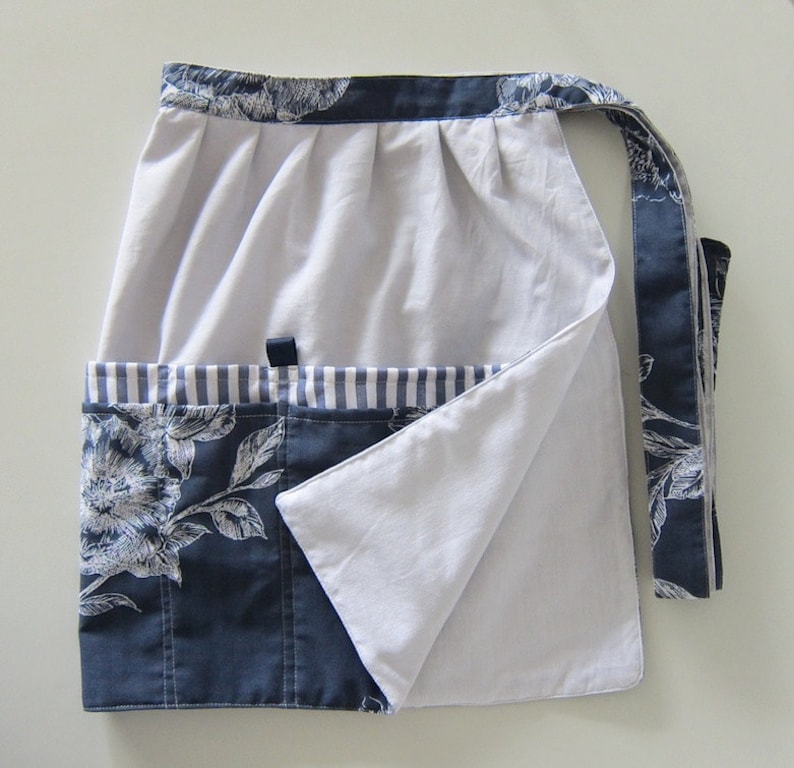 Cafe Apron Hip Apron Half Apron With Pockets French Navy - Etsy