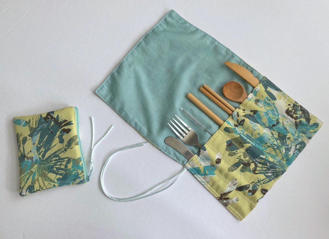 Set of 2 - Cutlery Wrap, Utensils Wrap, Zero Waste Cutlery Pouch ...