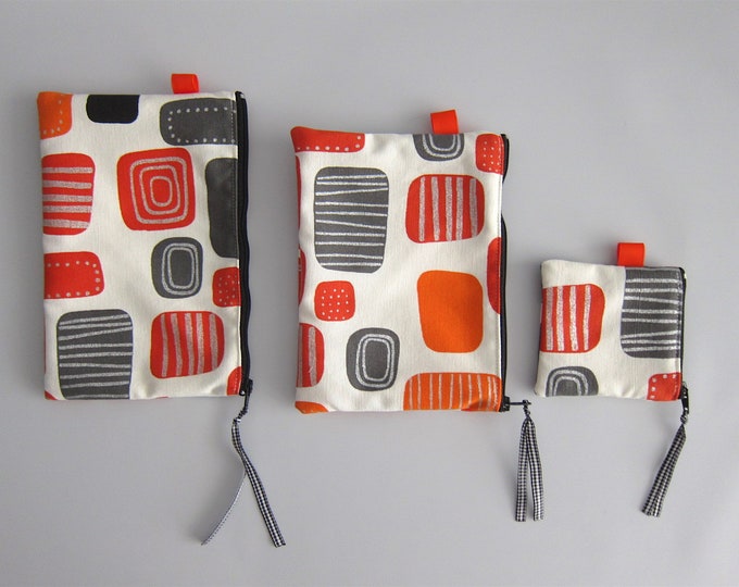 Set of 3 Snack Bags, Reusable Bags, Lunch Bags Set of 3 Orange Black ...