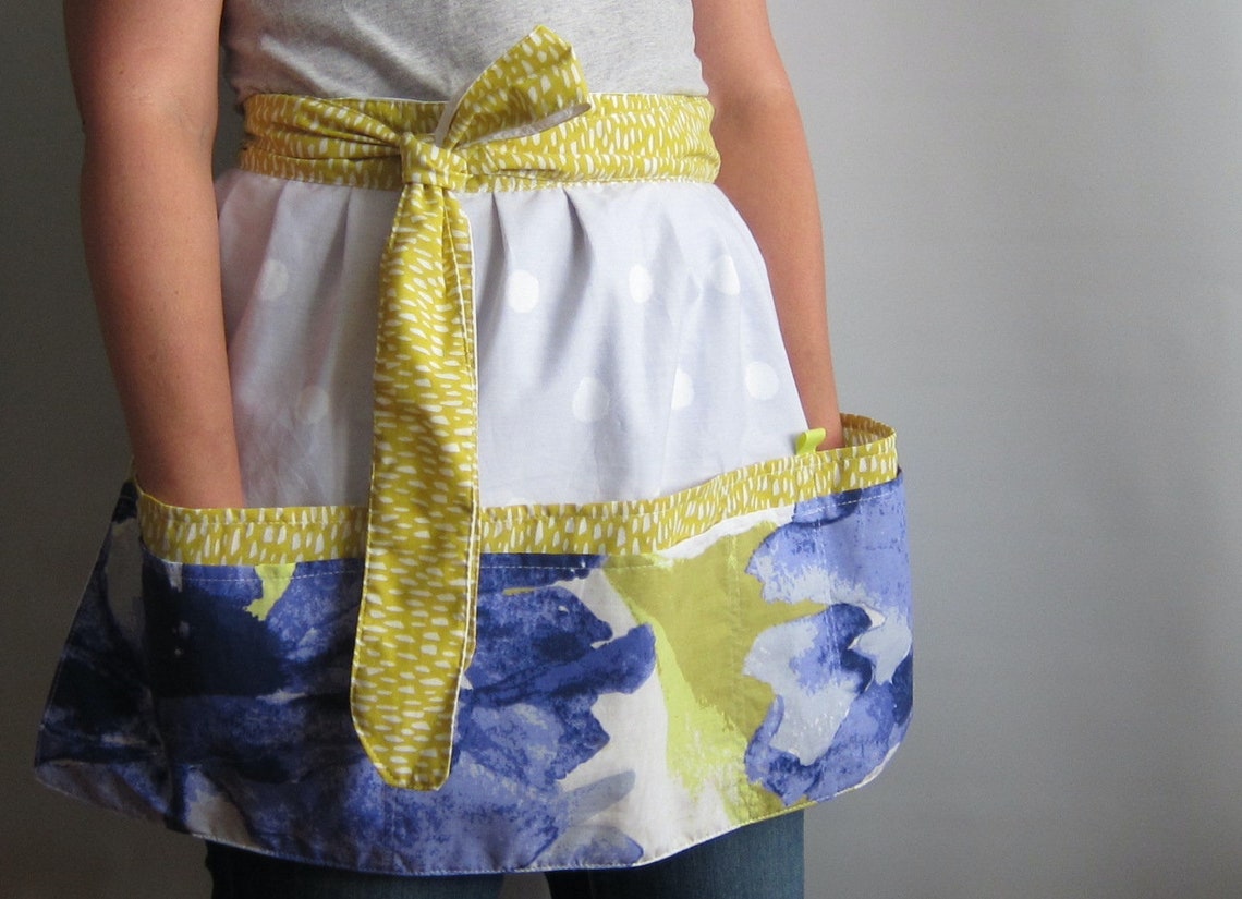 Cafe Apron Hip Apron Half Apron With Pockets Watercolor - Etsy Canada