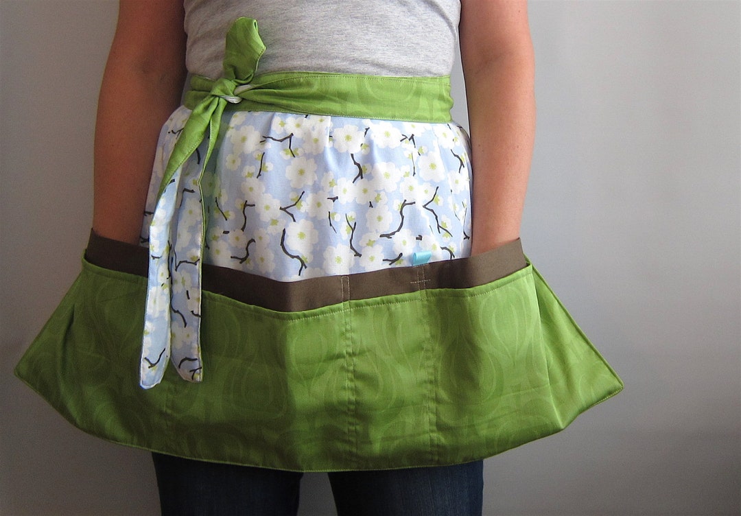 Cafe Apron, Hip Apron, Bistro Apron, Half Apron With Pockets - White ...