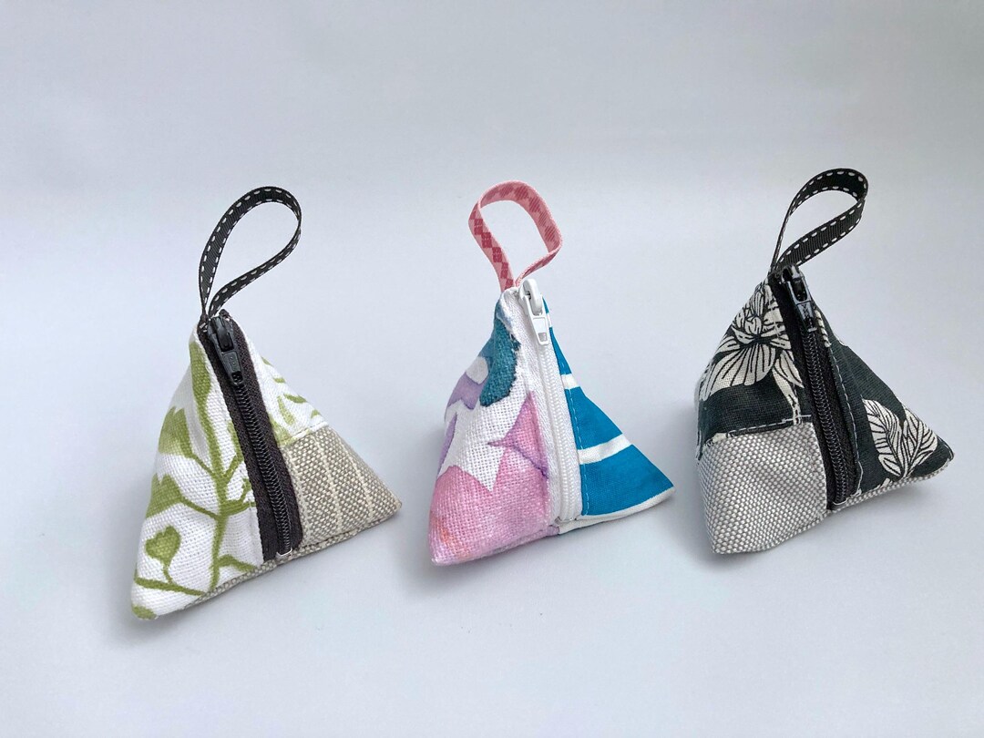 Set of 3 Japanese Samosa Pouch, Pyramid Pouch, Pyramid Coin Purse, Triangle Coin Pouch, Key Case ...