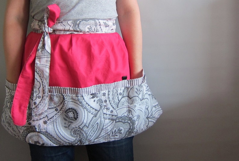 Cafe Apron Hip Apron Half Apron With Pockets White and | Etsy
