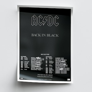 AC/DC Back in Black 1980 Tour Vinyl Album Wall Art Poster Print Highway ...