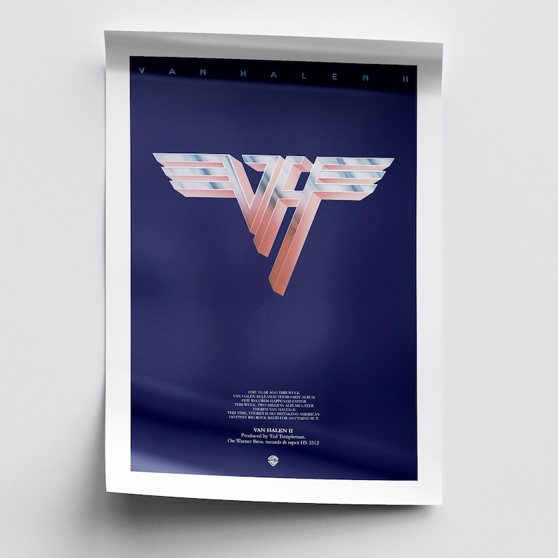 Van Halen II Vinyl Album Wall Art Poster Print 1984 5150 OU812 Diver ...