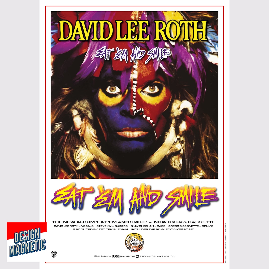 David Lee Roth Eat Em and Smile 1986 Album Poster FREE - Etsy UK