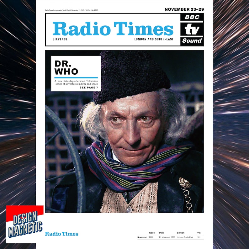 Doctor Who Tardis William Hartnell Radio Times 1963 Poster - Etsy UK