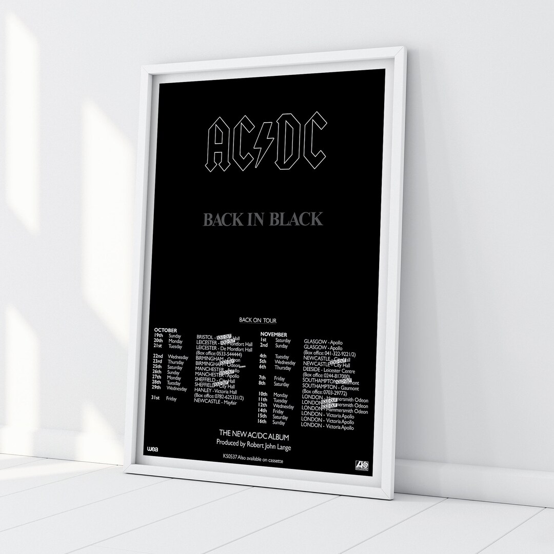 AC/DC Vinyl Album Back in Black 1980 Tour Poster High Voltage Highway ...