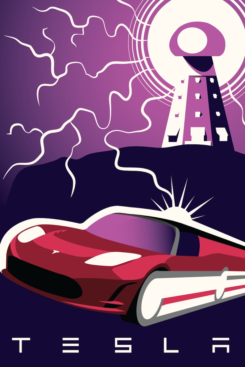 Tesla Motors Poster Print - Etsy