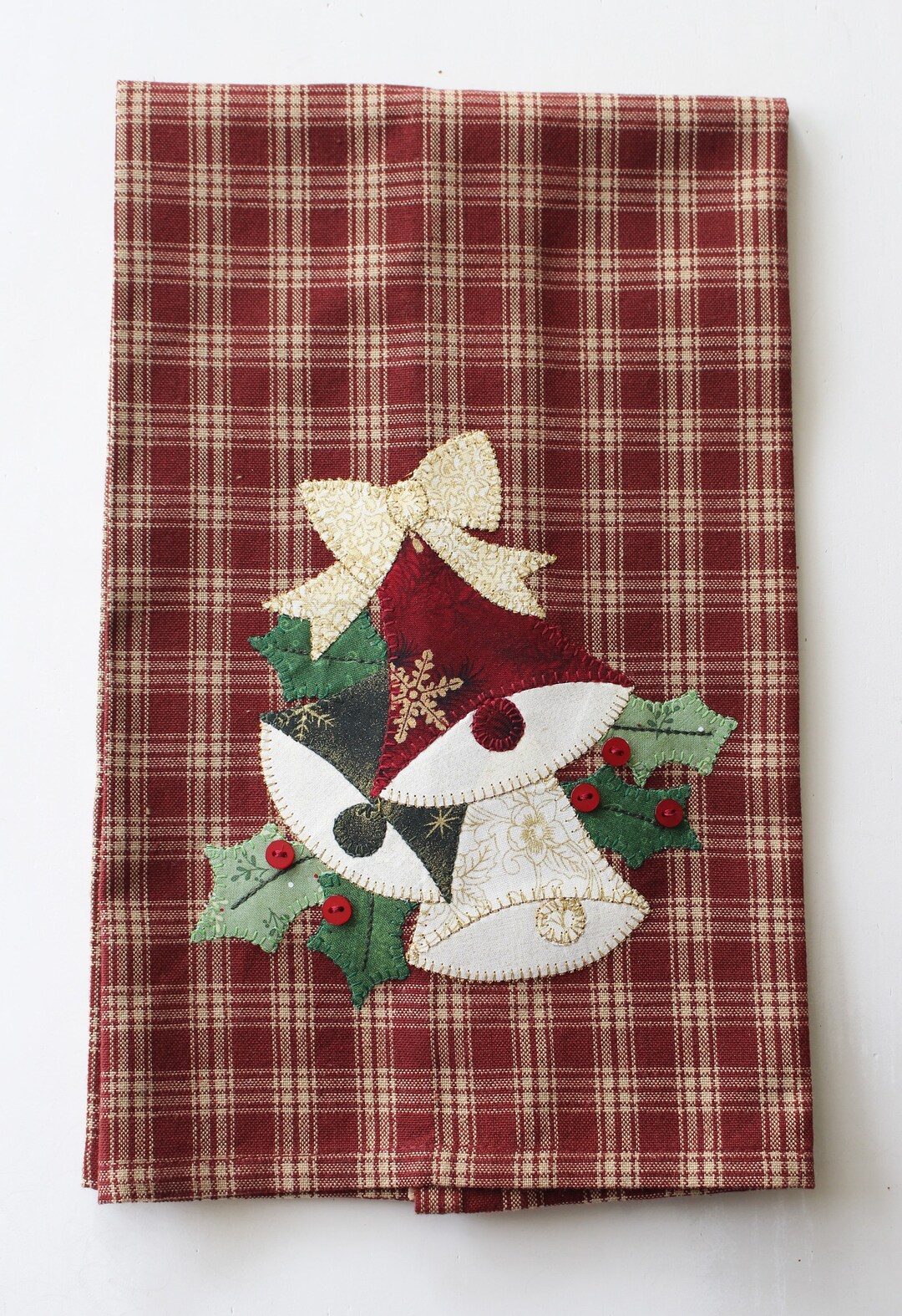 Christmas Bells Tea Towel Applique Pattern, Vintage Christmas Bells ...