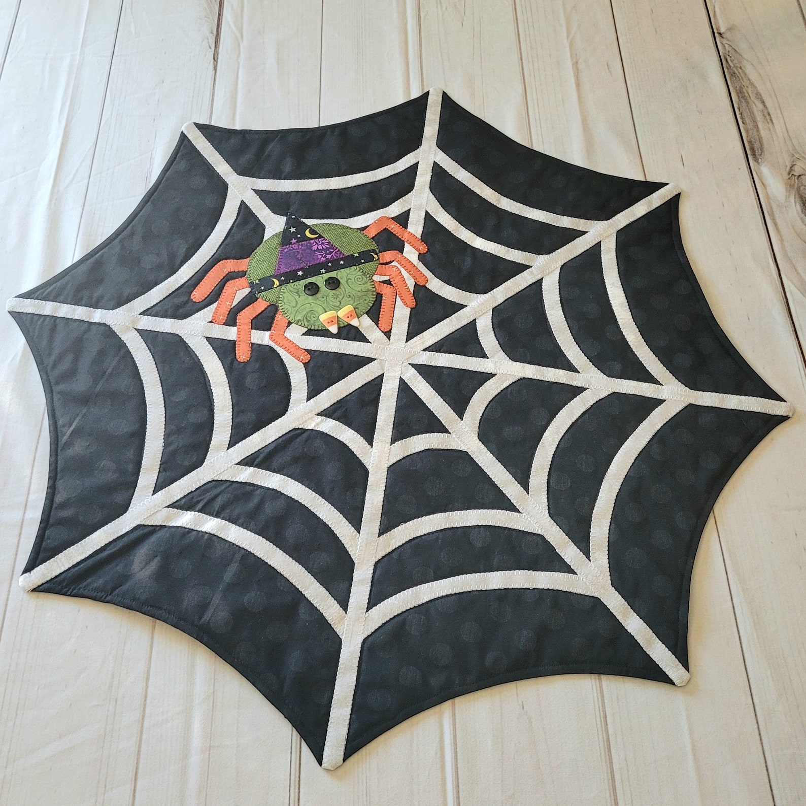 Halloween Table Runner, Appliqued Vampire Spider Web - Etsy