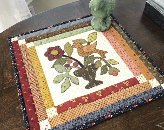 Miniature Quilt, Quilted Table Topper, Country Wall Hanging, Patchwork ...