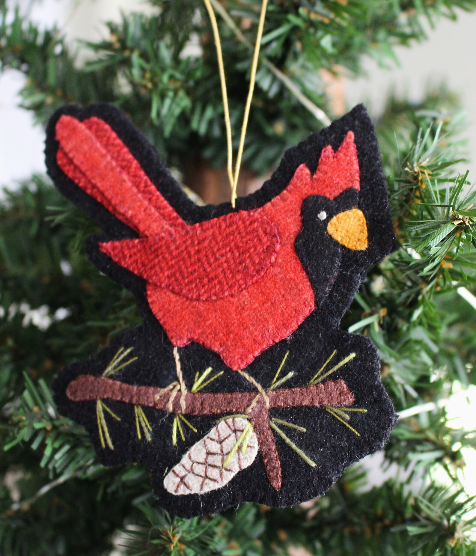 Christmas Cardinal Ornament Pattern: Wool Felt Applique (digital ...